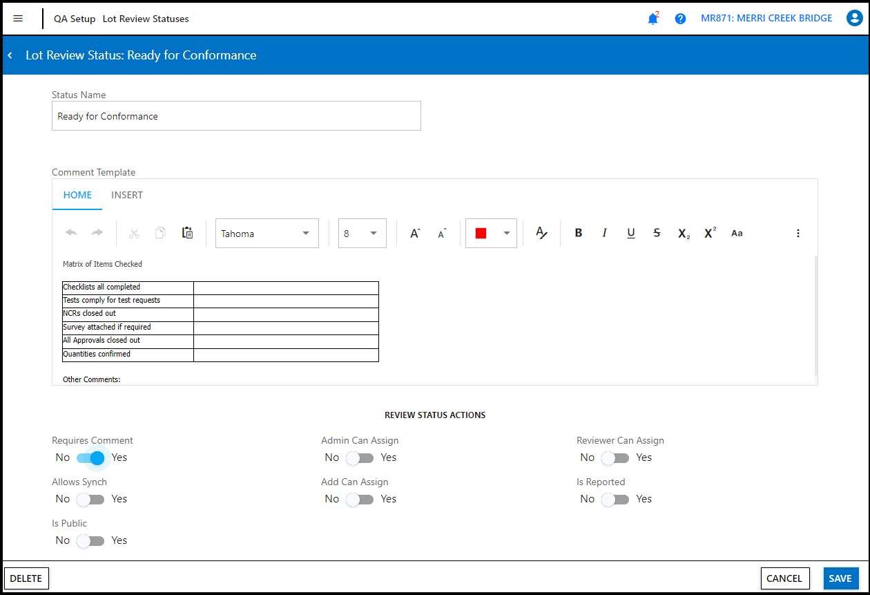 Manage Lot Status Using Lot Review – CivilPro