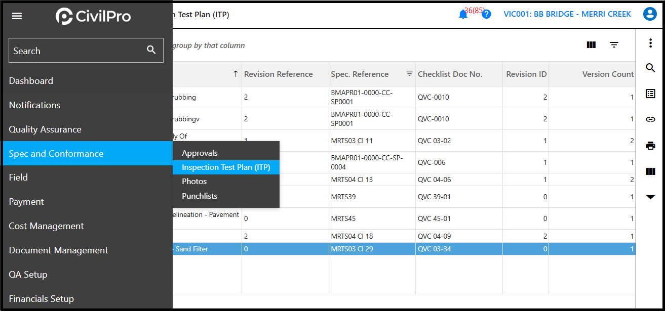 Create ITP – CivilPro