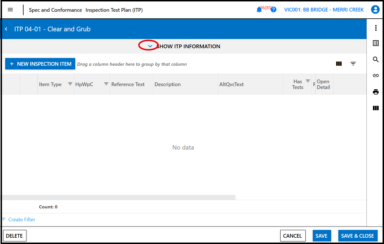 Create ITP – CivilPro