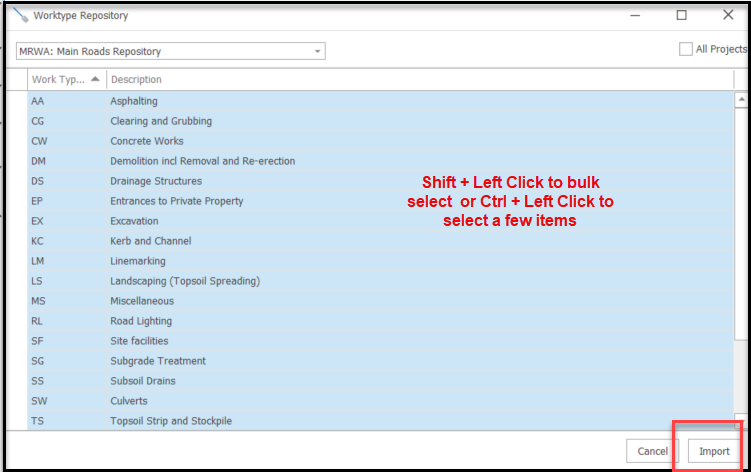 Add Work Types (D) – CivilPro