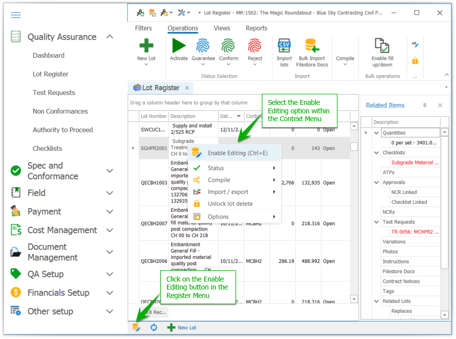 Adding, Updating and Deleting (D) – CivilPro