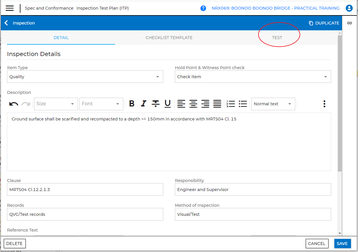 Add Tests to ITP – CivilPro