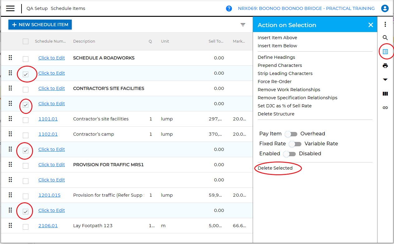 Add Schedule Items – CivilPro