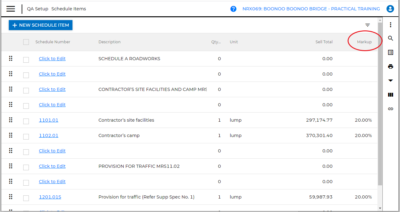 Add Schedule Items – CivilPro
