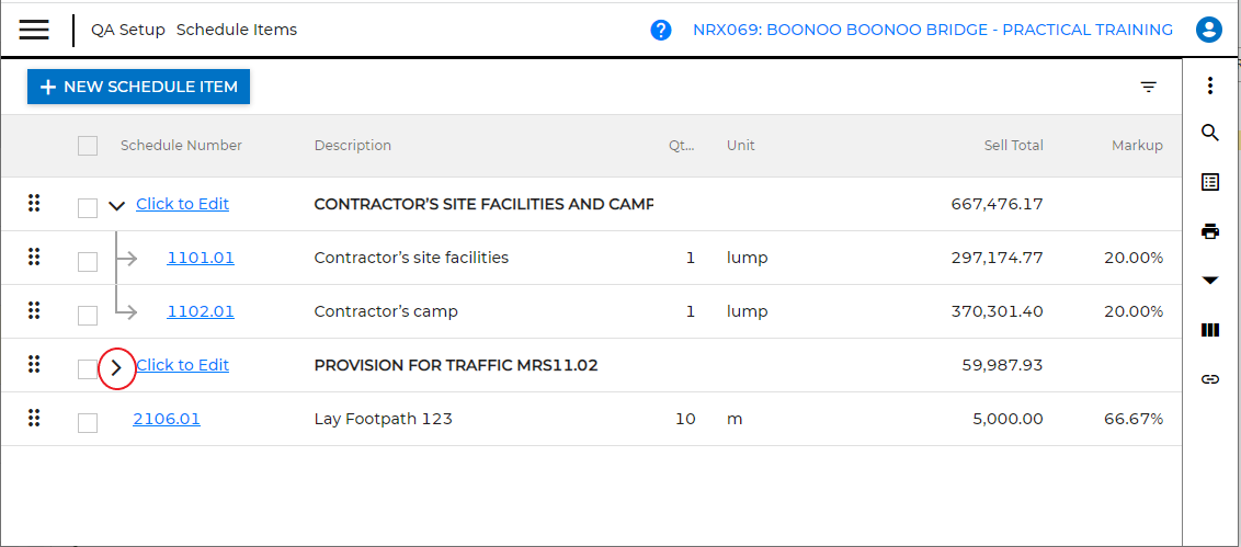 Add Schedule Items – CivilPro