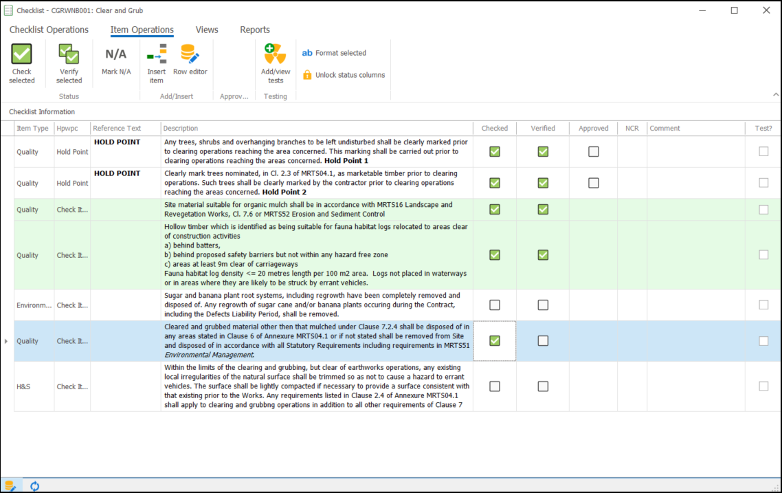 Check and Verify Inspection Points (D) – CivilPro