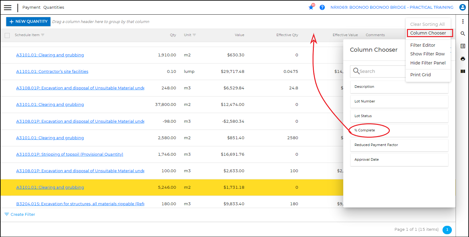 Statusing Quantities – CivilPro