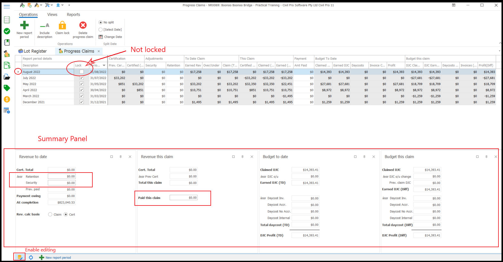 View, Update and Generate Reports for Progress Claims (D) – CivilPro