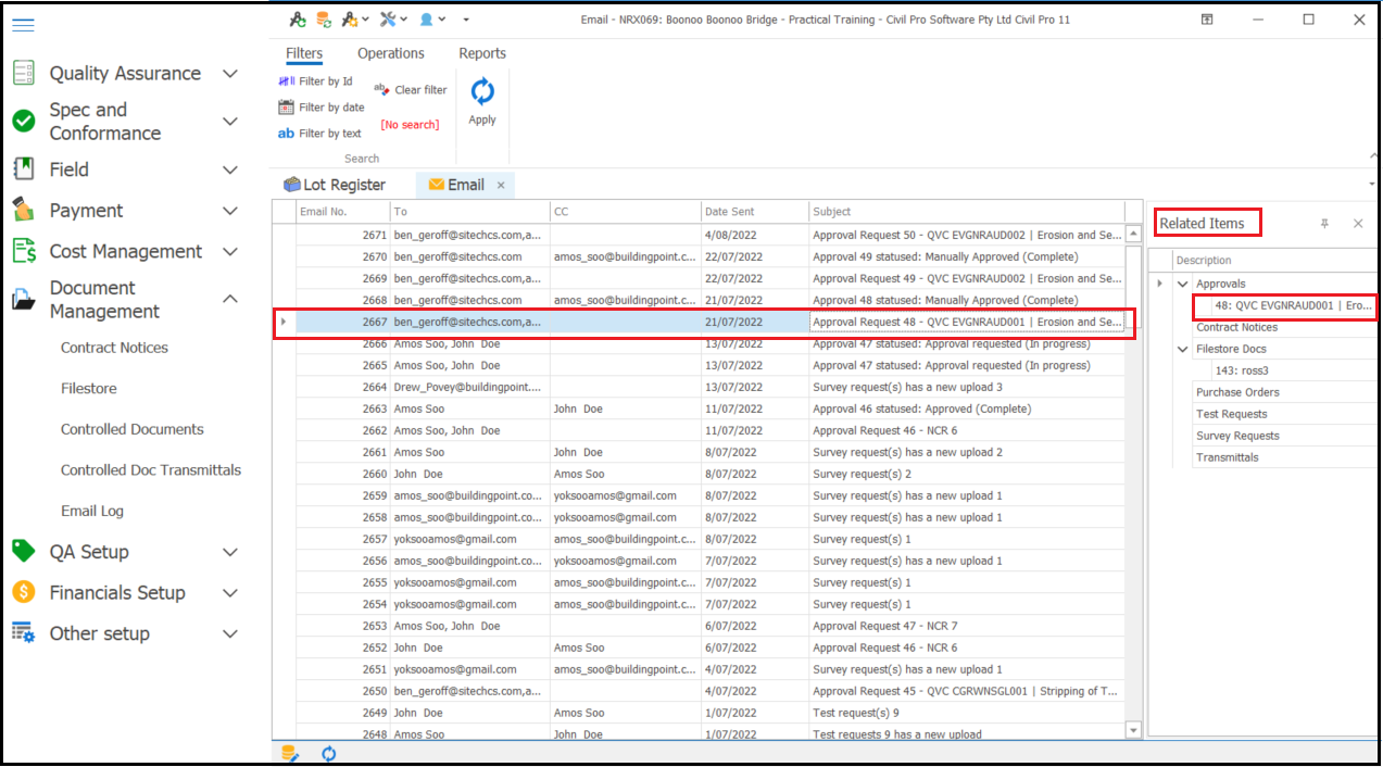 Monitor Emails Sent via Email Log (D) – CivilPro