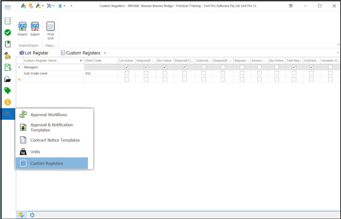 Create Custom Fields Using Custom Registers (D) – CivilPro