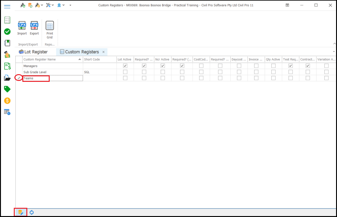 Create Custom Fields Using Custom Registers (D) – CivilPro