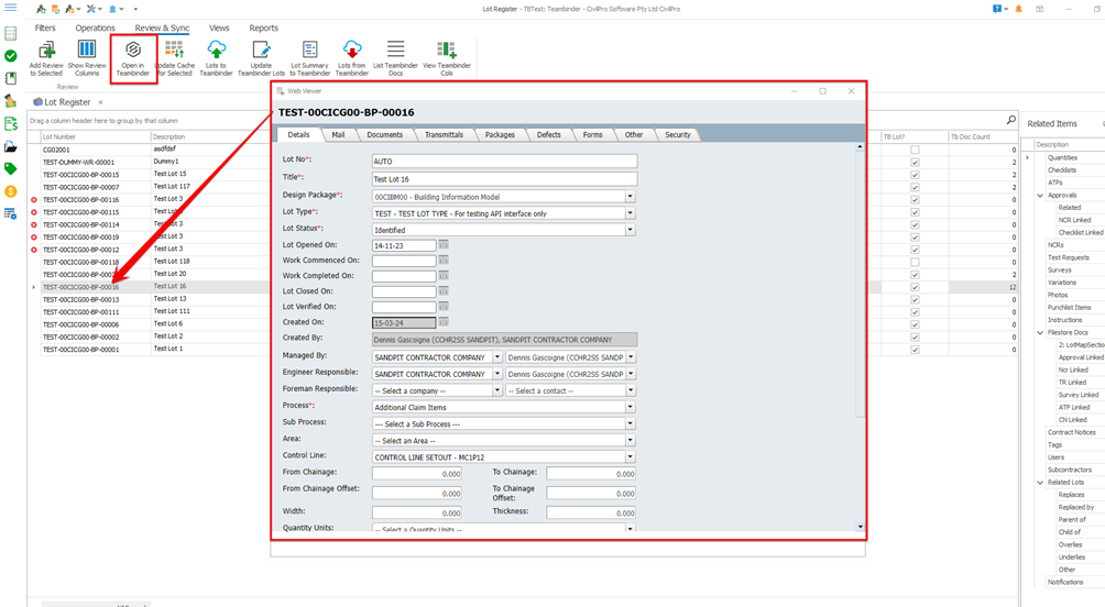 Teambinder Integration – CivilPro